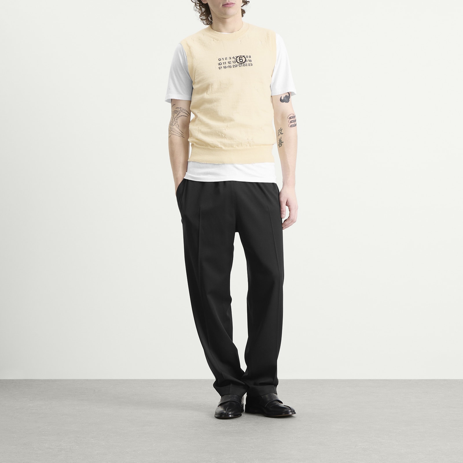 MAISON MARGIELA Numbers Logo Distressed Knitted Vest